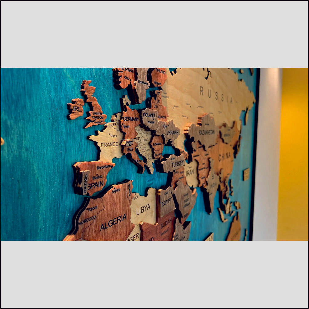 Framed 3D World Map - Wooden Wall Décor – TangyOak